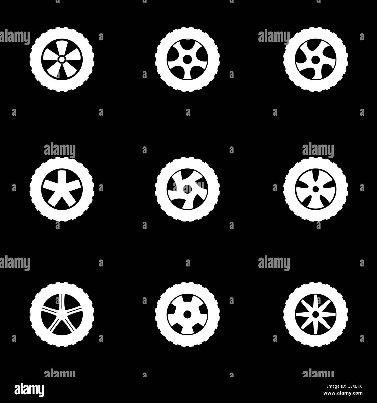 Vector white wheel icon set Stock Vector Image & Art - Alamy
