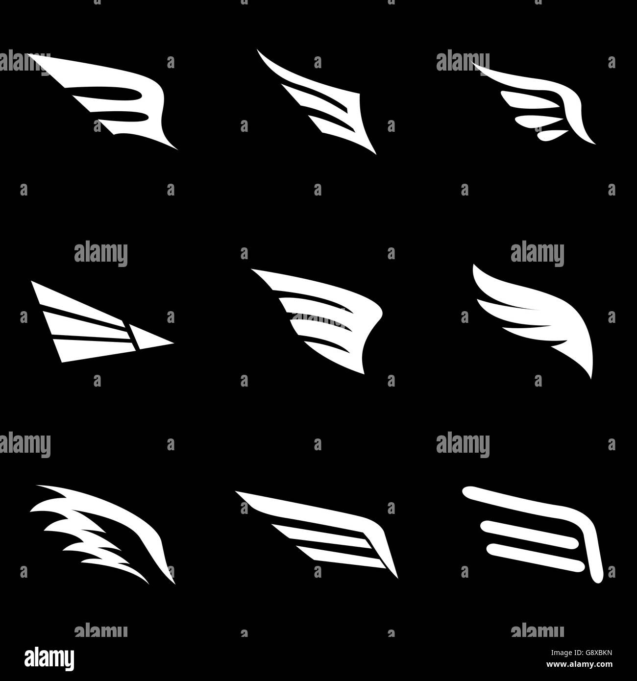 Vector white wing icon set Stock Vector Image & Art - Alamy