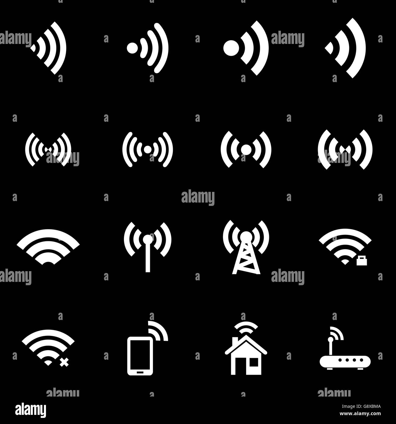 Vector white wireless icon set Stock Vector Image & Art - Alamy