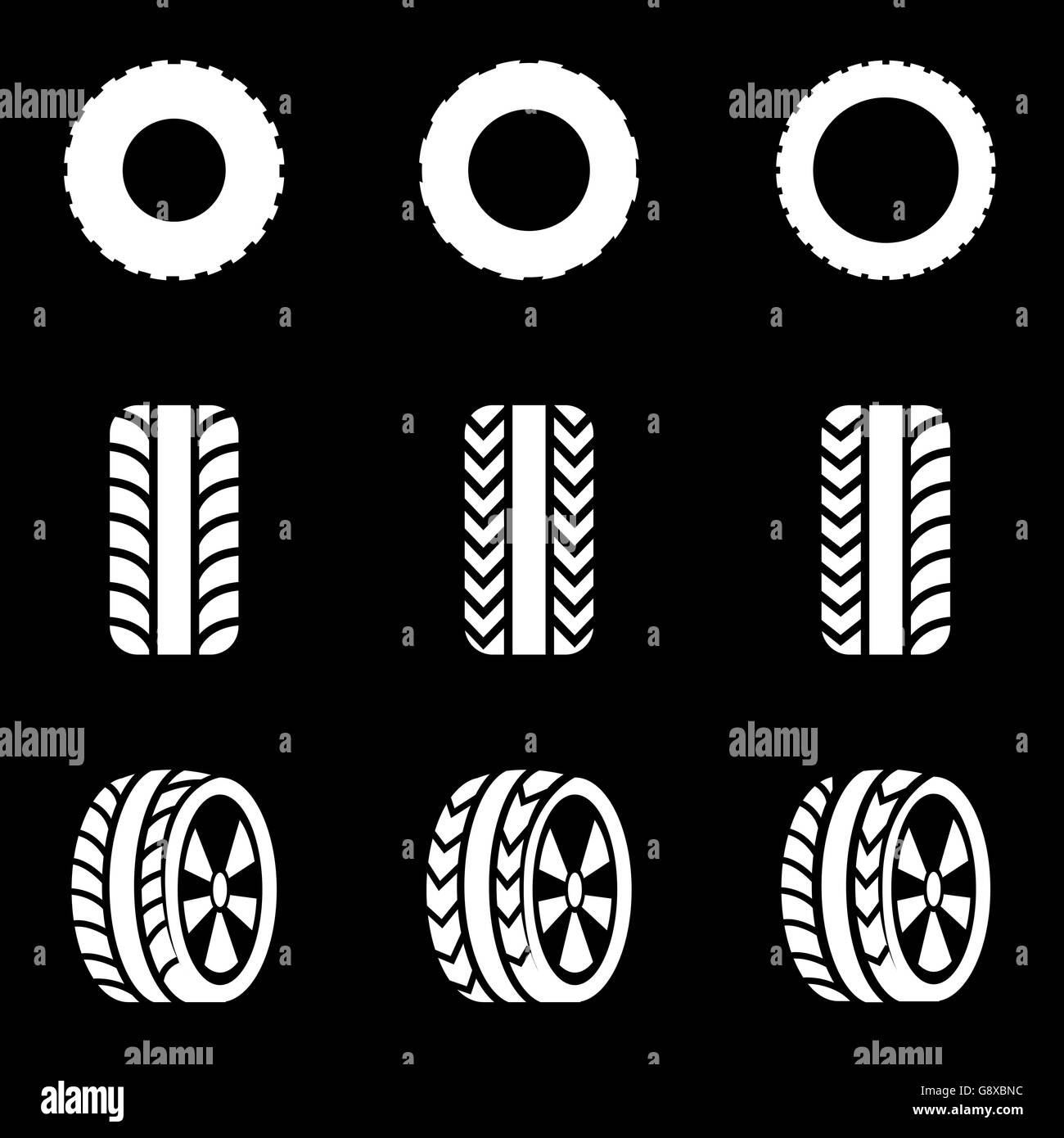Vector black tire icon set Stock Vector Image & Art - Alamy