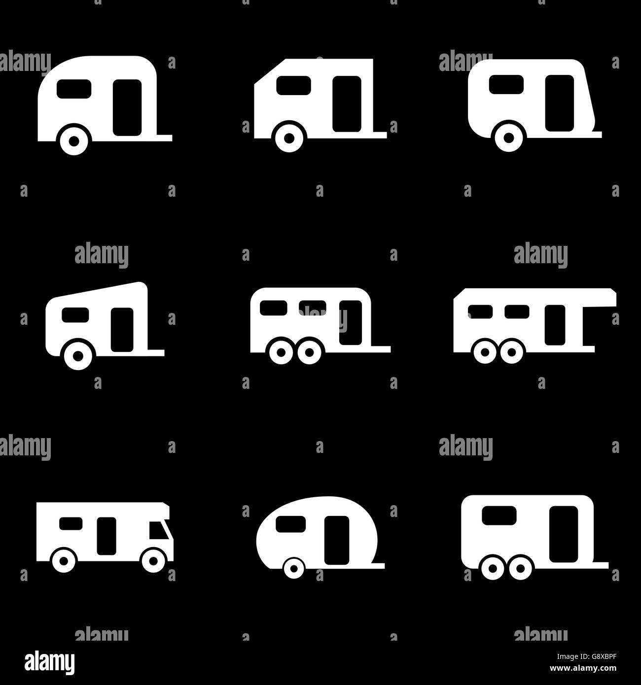 Vector white trailer icon set Stock Vector Image & Art - Alamy