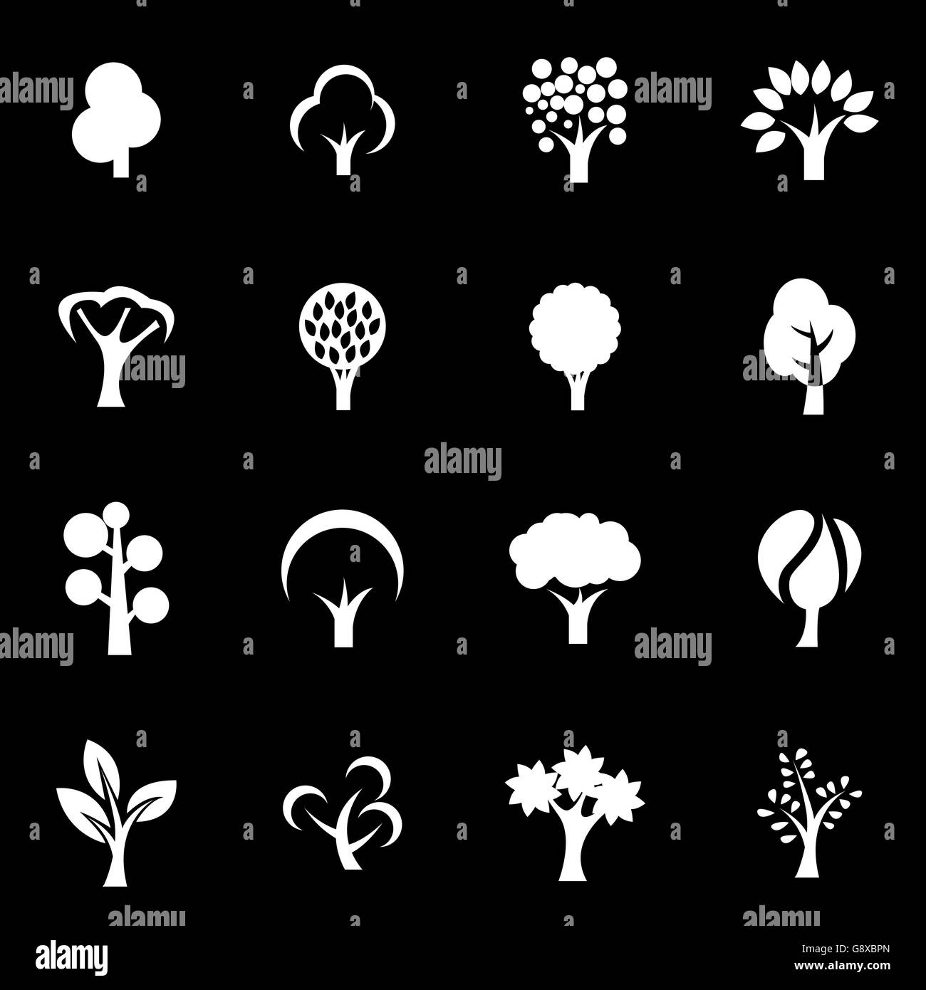 Vector white trees icon set Stock Vector Image & Art - Alamy