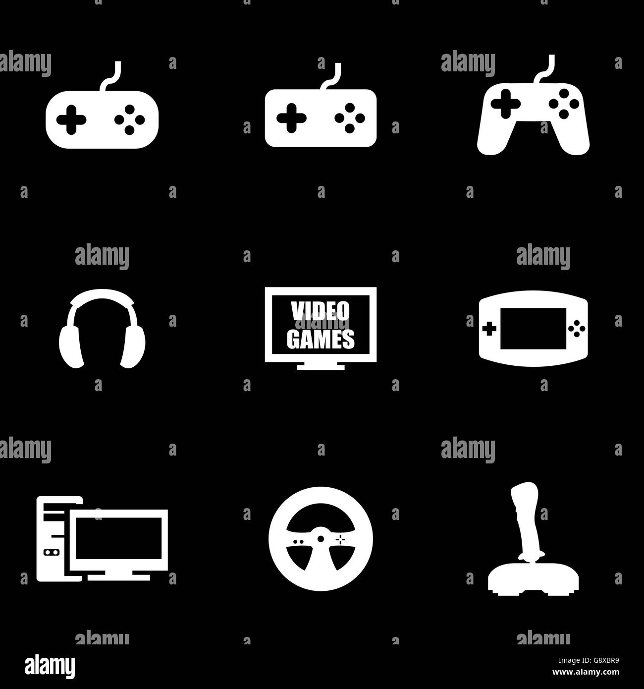 Vector white video games icon set Stock Vector Image & Art - Alamy
