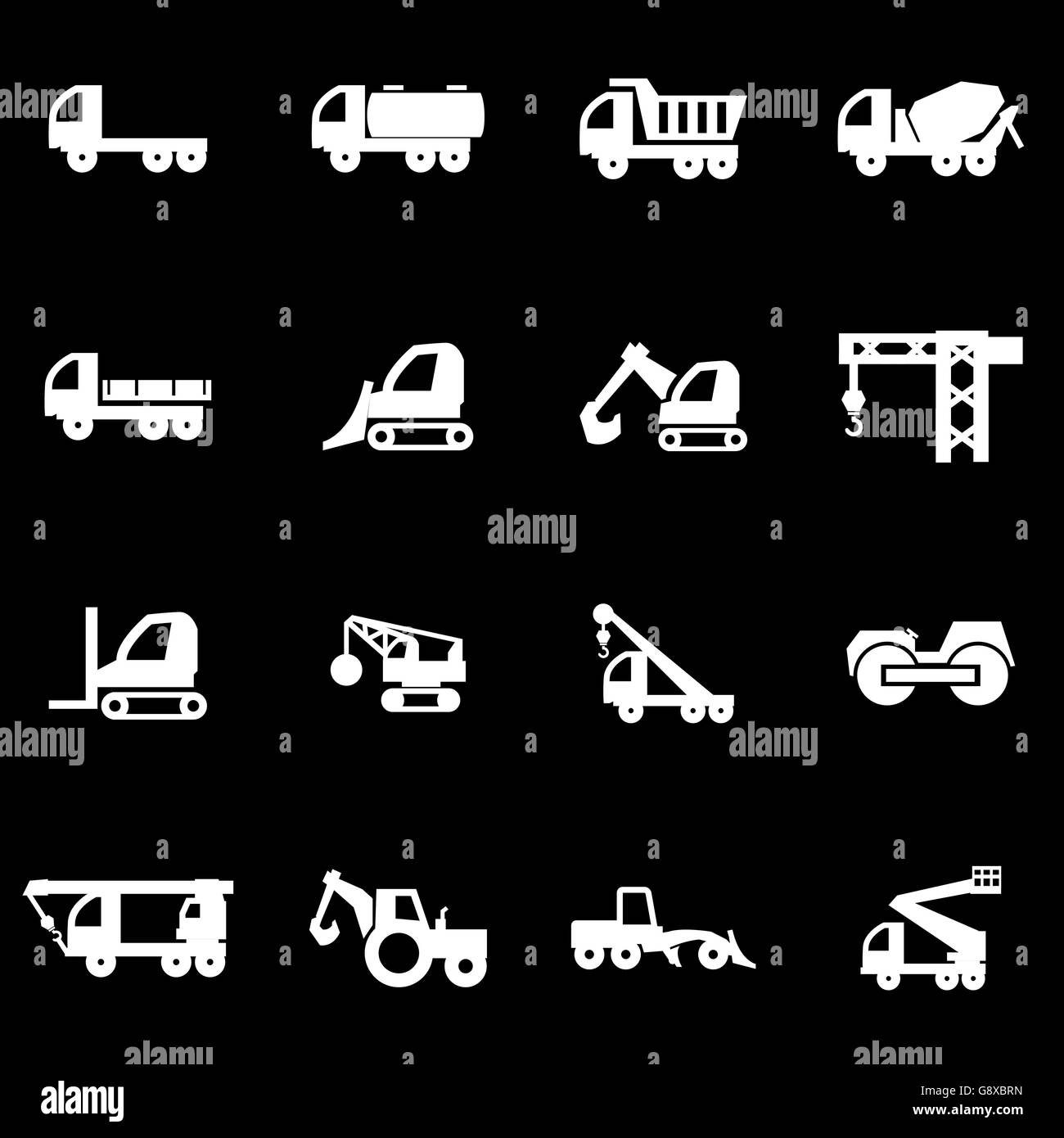 Vector white construction transport icon set Stock Vector Image & Art ...