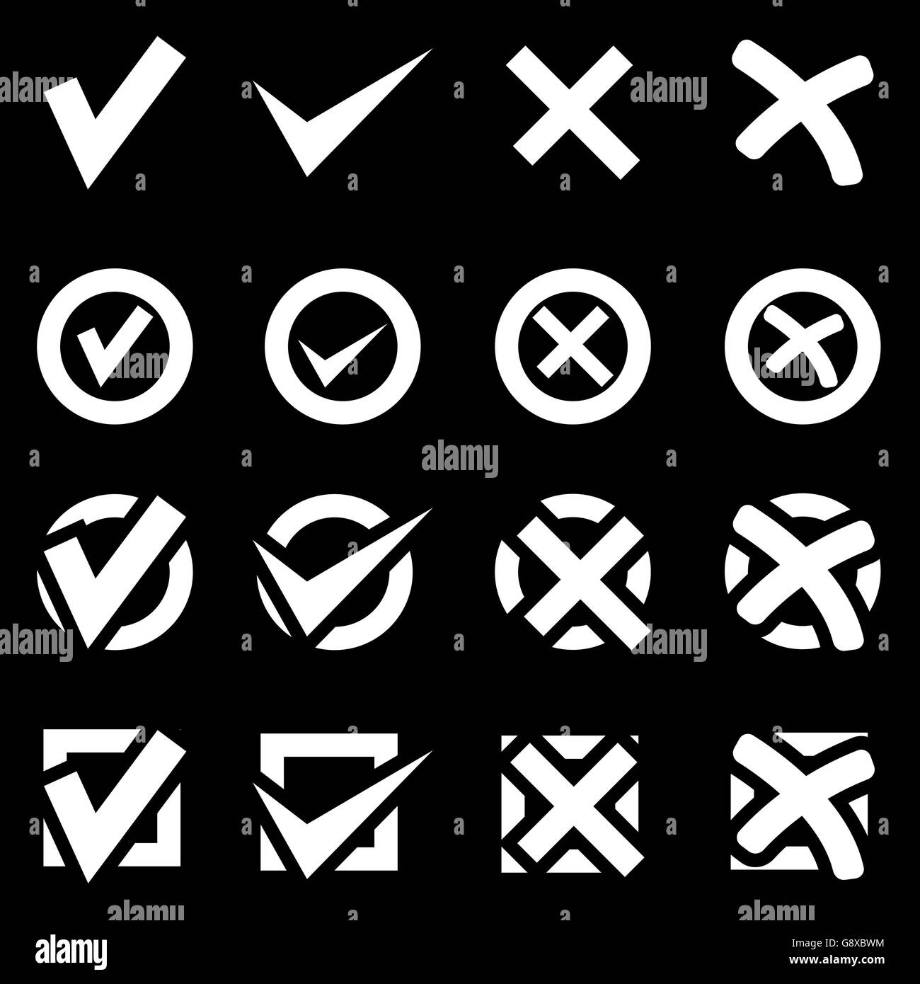 Vector white check marks icon set Stock Vector Image & Art - Alamy