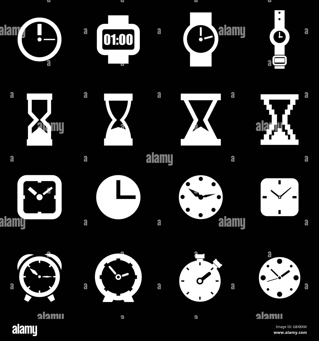 Vector white clock icon set Stock Vector Image & Art - Alamy