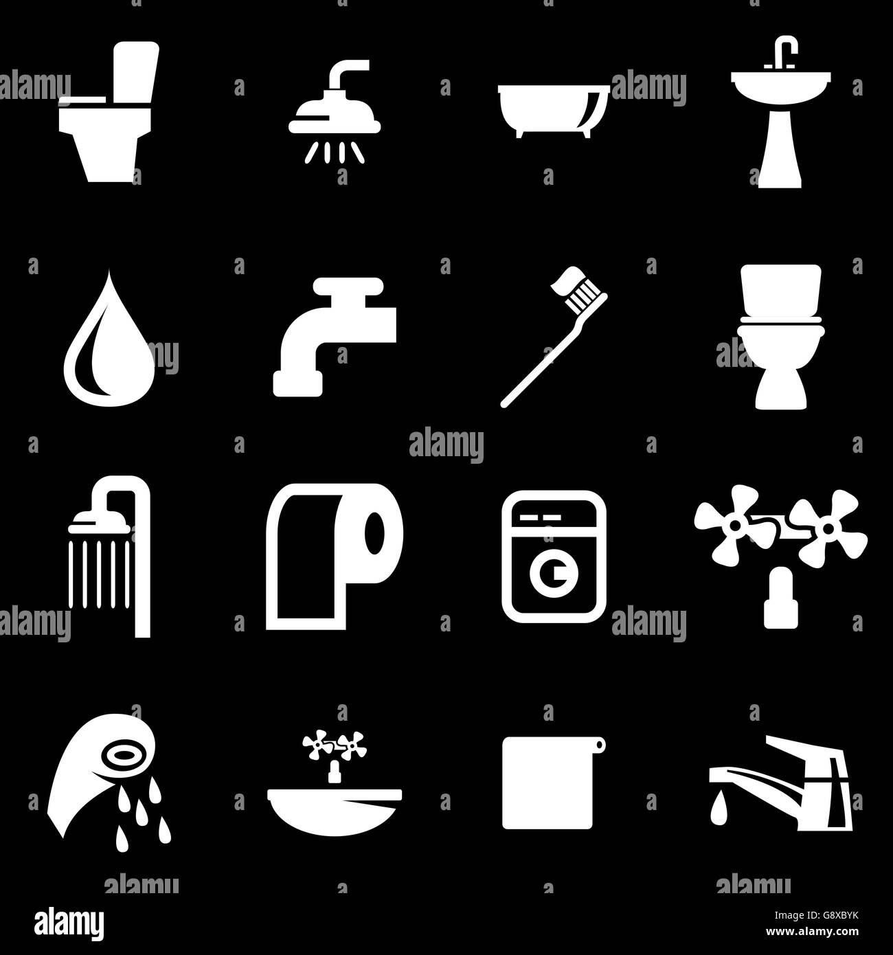 Vector white bathroom icon set Stock Vector Image & Art - Alamy