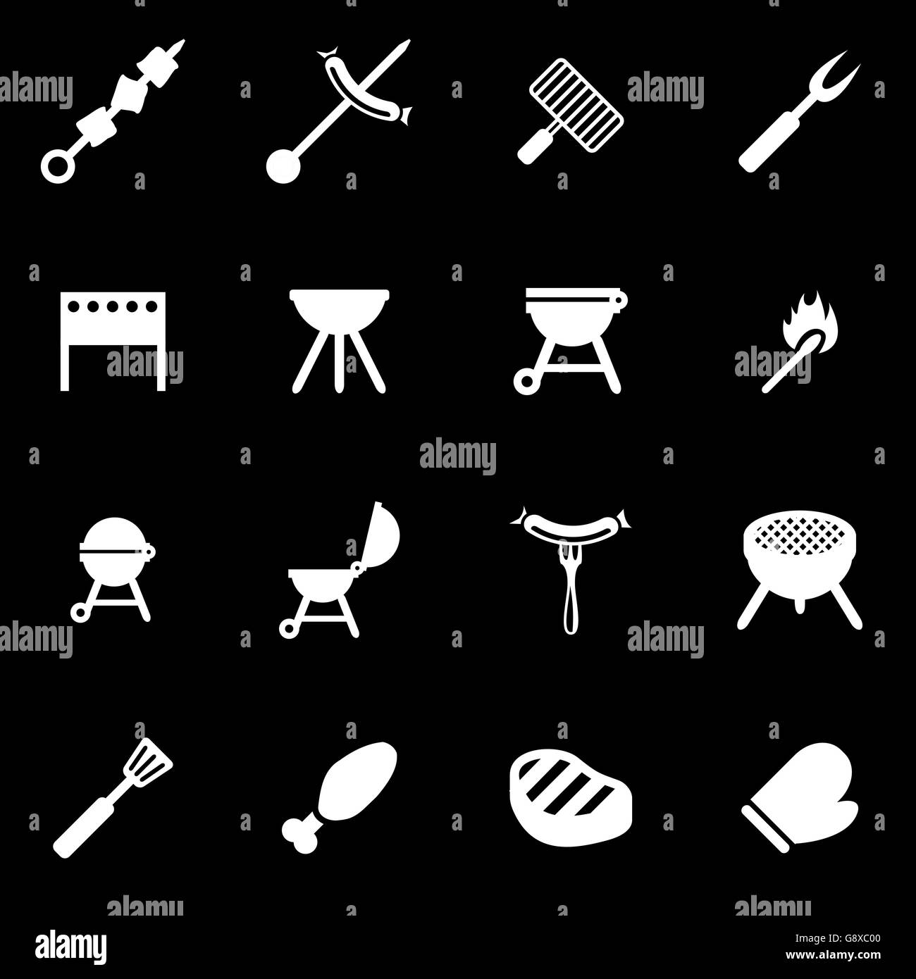 Vector white barbecue icon set Stock Vector Image & Art - Alamy