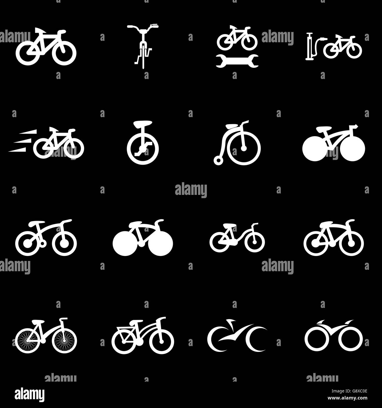 Vector white bicycle icon set Stock Vector Image & Art - Alamy