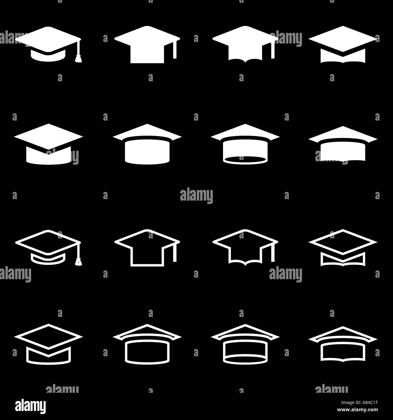 Vector white academic cap icon set Stock Vector Image & Art - Alamy