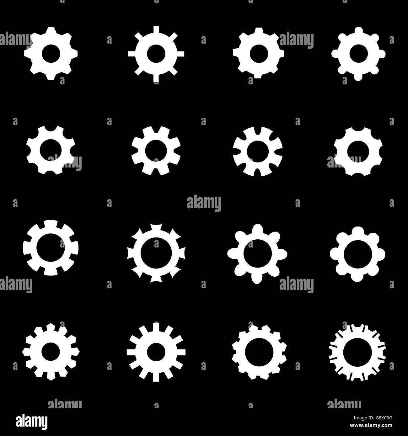 Vector white gear icon set Stock Vector Image & Art - Alamy