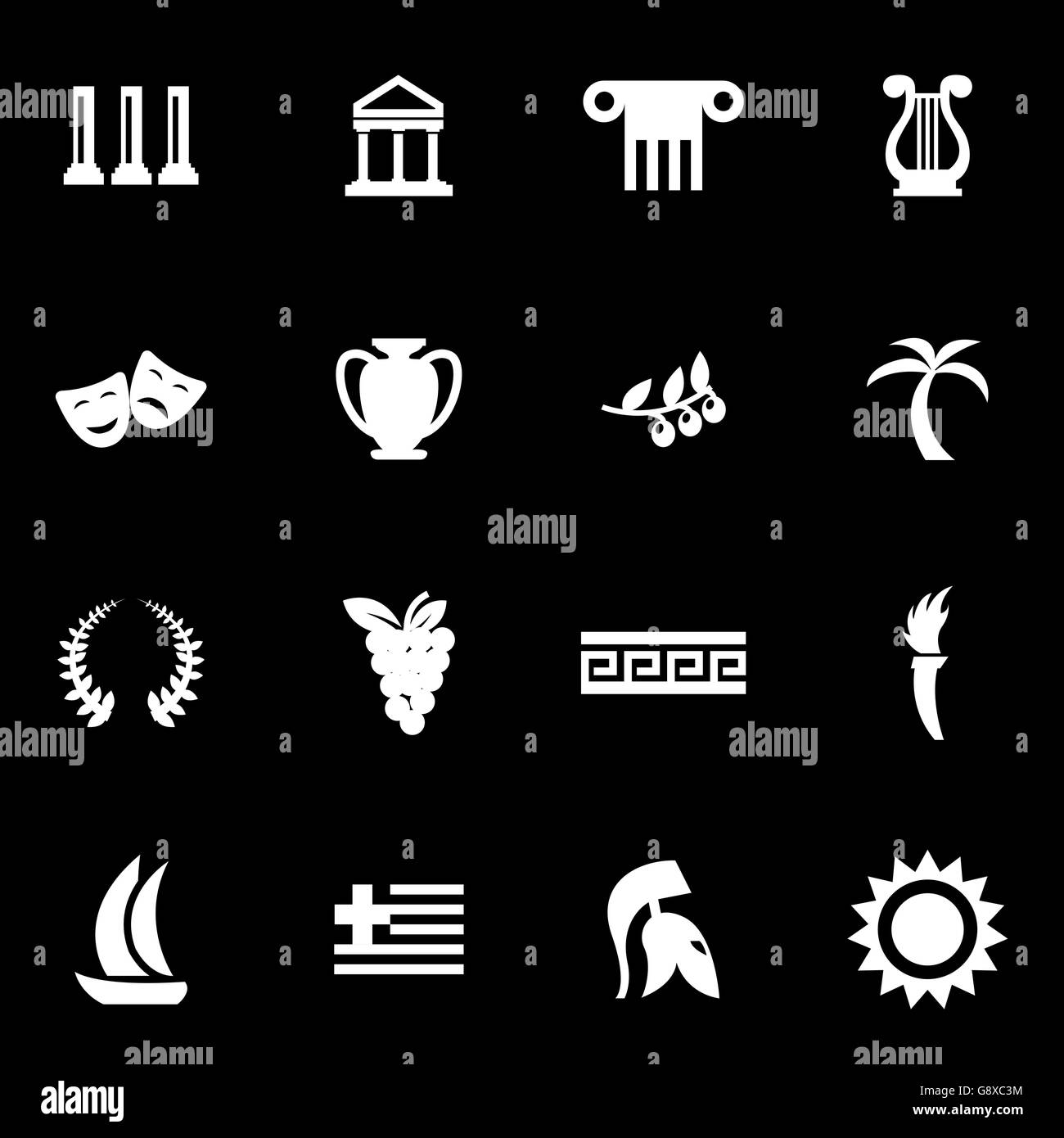 Vector white greece icon set Stock Vector Image & Art - Alamy