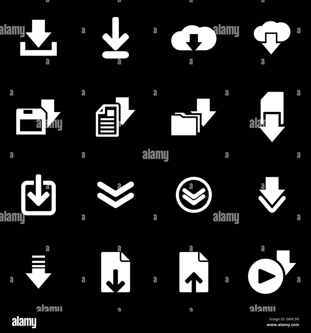 Vector white download icon set Stock Vector Image & Art - Alamy