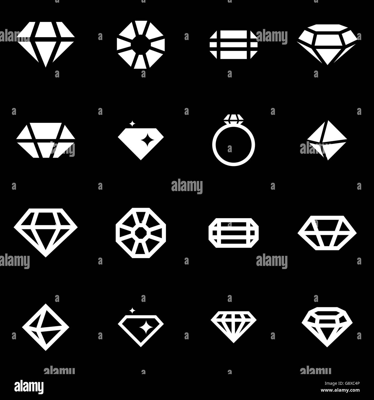 Vector white diamond icon set Stock Vector Image & Art - Alamy