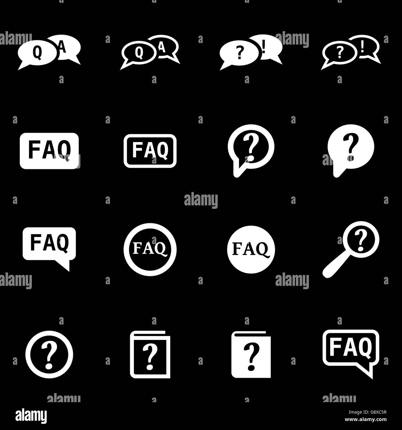 Vector white faq icon set Stock Vector Image & Art - Alamy