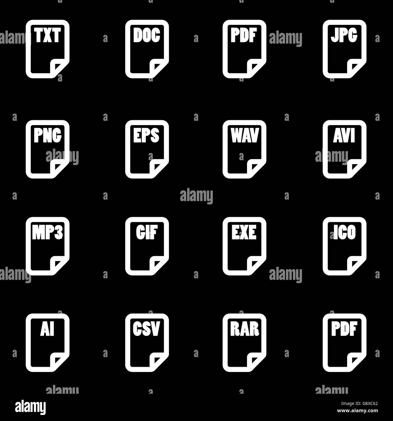 Vector white file type icon set Stock Vector Image & Art - Alamy