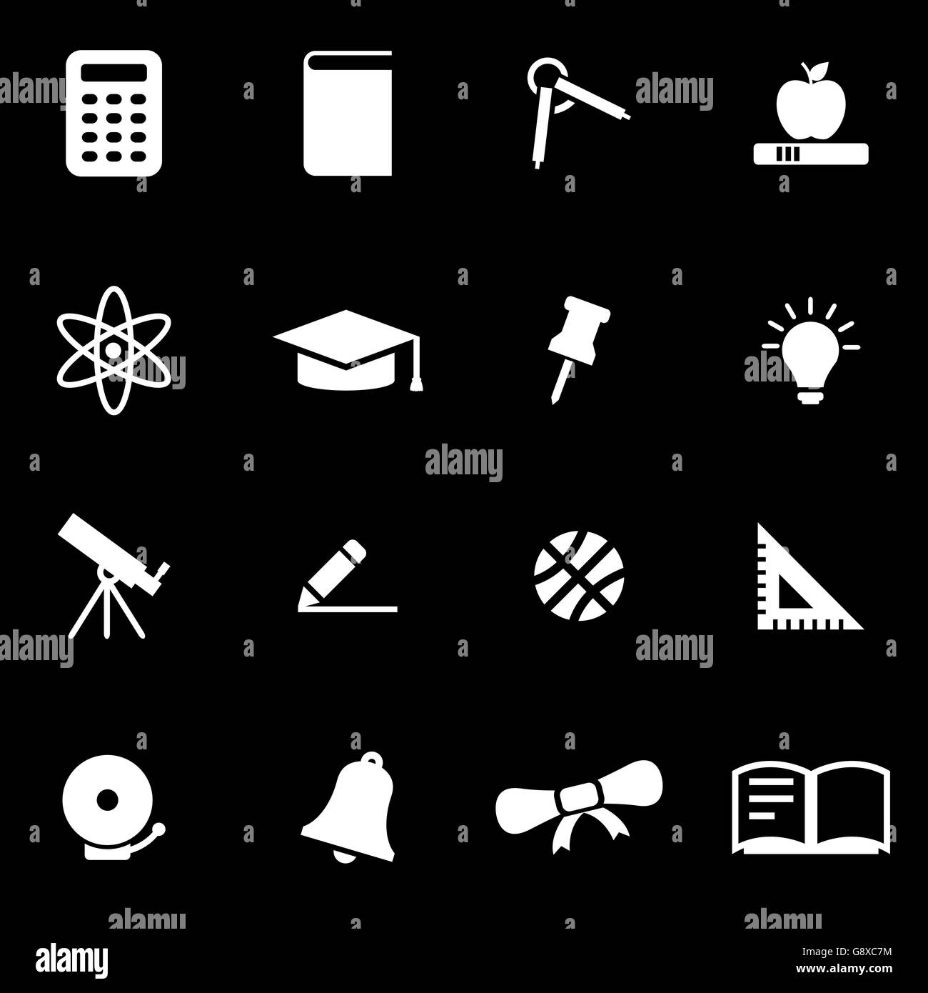 Vector white education icon set Stock Vector Image & Art - Alamy