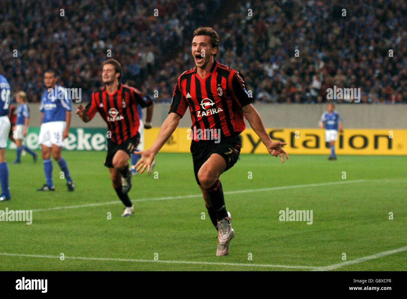 Ac milans andriy shevchenko celebrates scoring the second goal hi-res ...