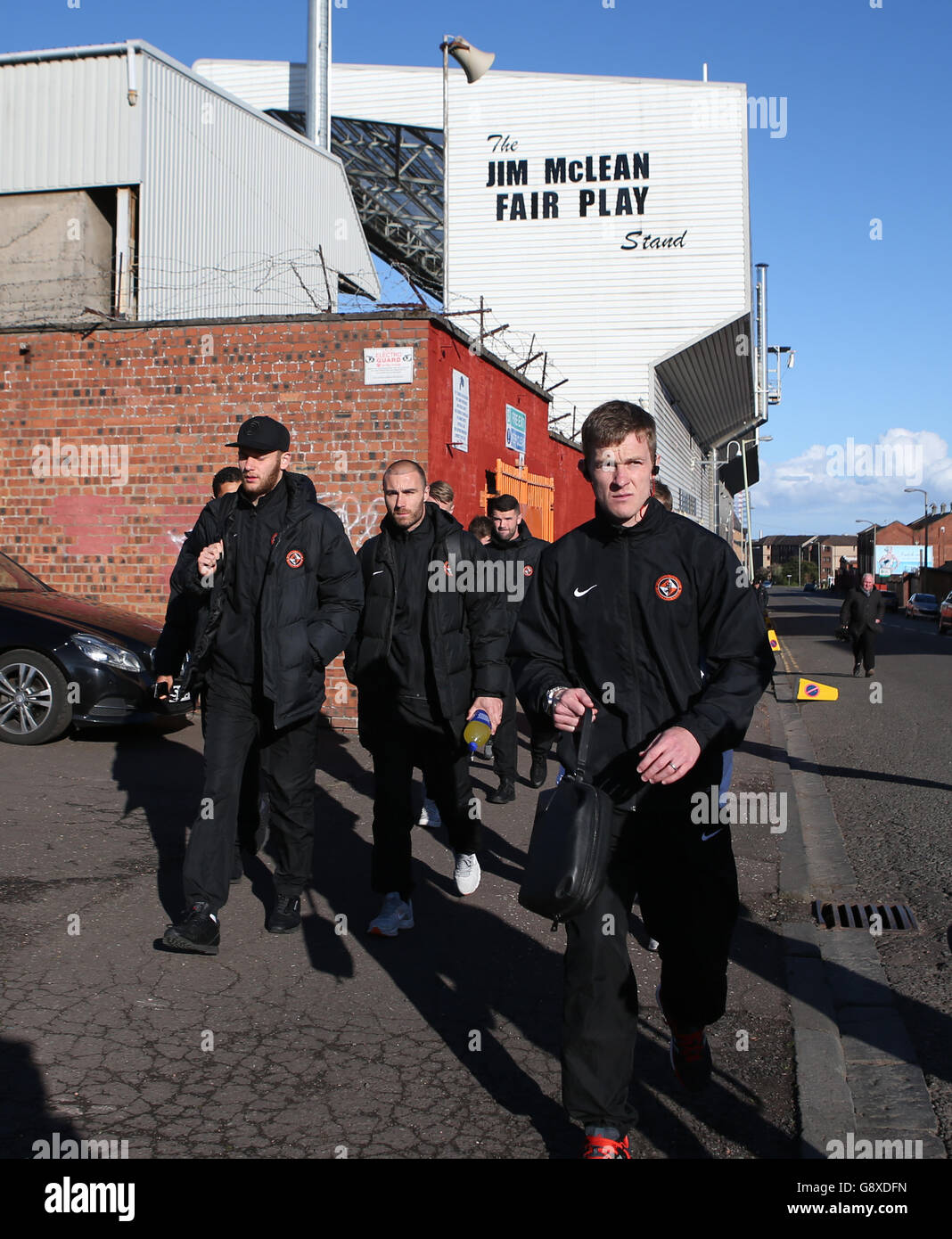 Dundee United players walk from their home stadium Tannadice Park to ...