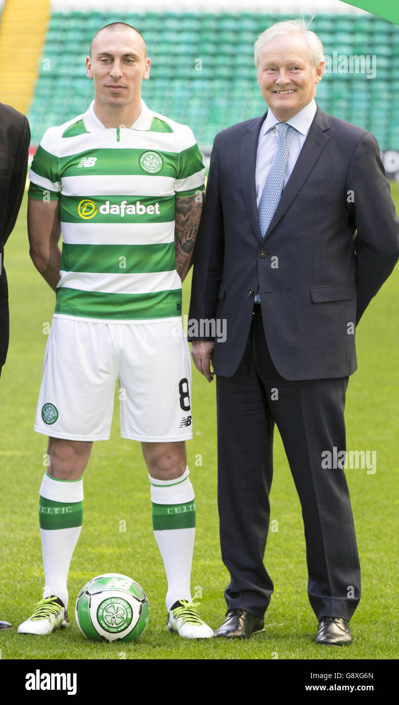 Celtic new kit launch featuring Scott Brown with chairman Ian Bankier ...