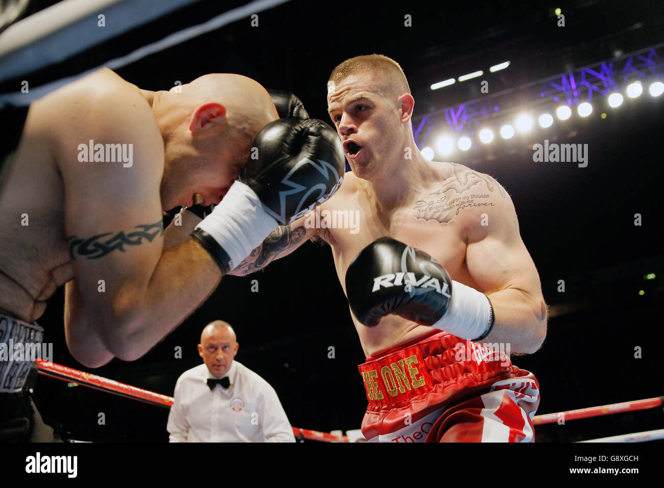 Manchester Arena Boxing. Callum Johnson (right) and Richard Horton ...