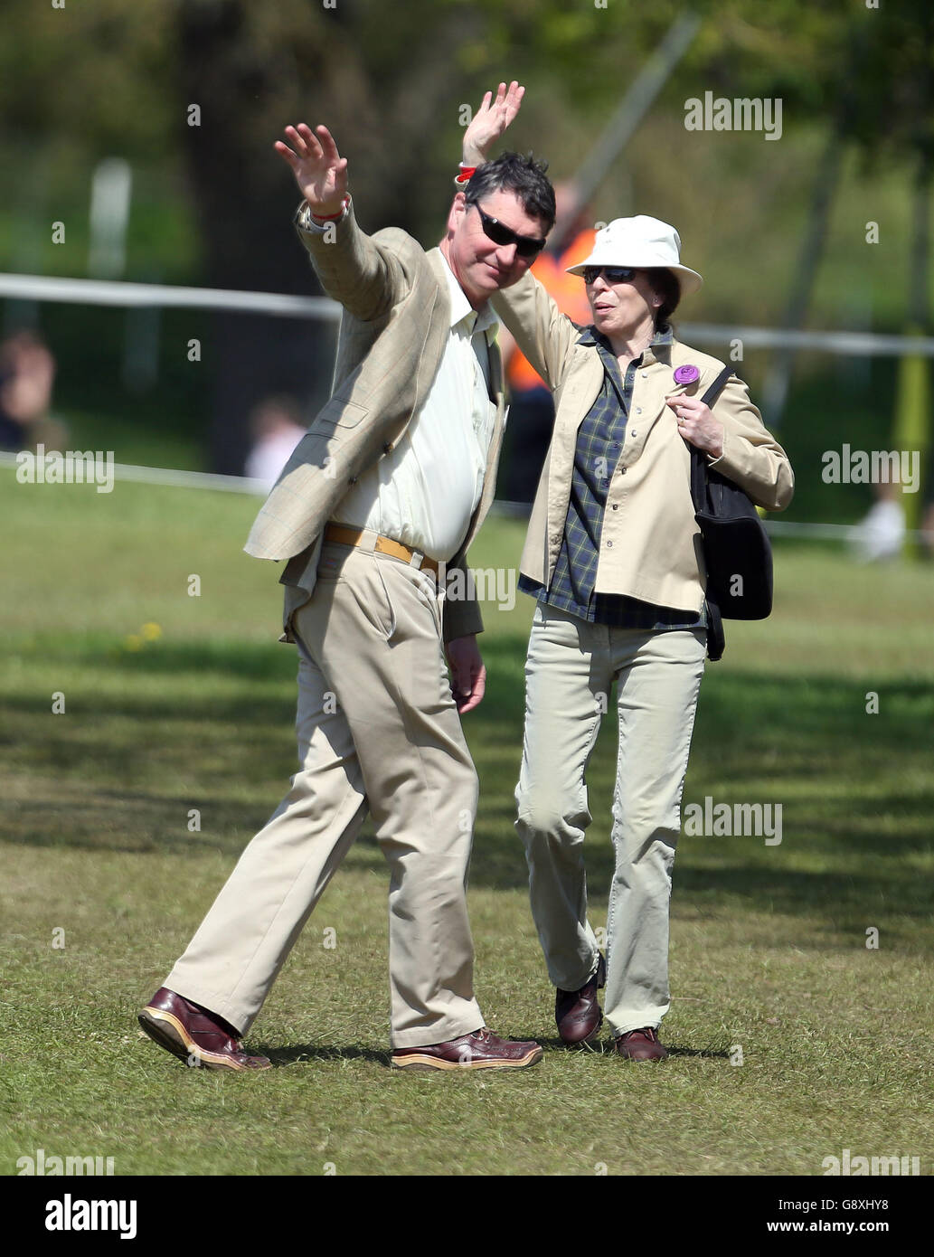 The Princess Royal waves goodbye to Son Peter Phillips and son-in-law ...