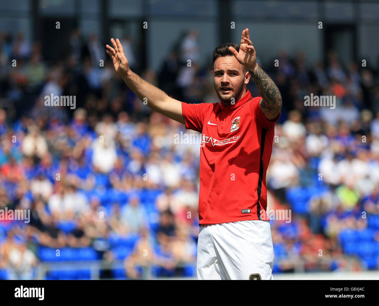Coventry City's Adam Armstrong celebrates after he scores his sides ...
