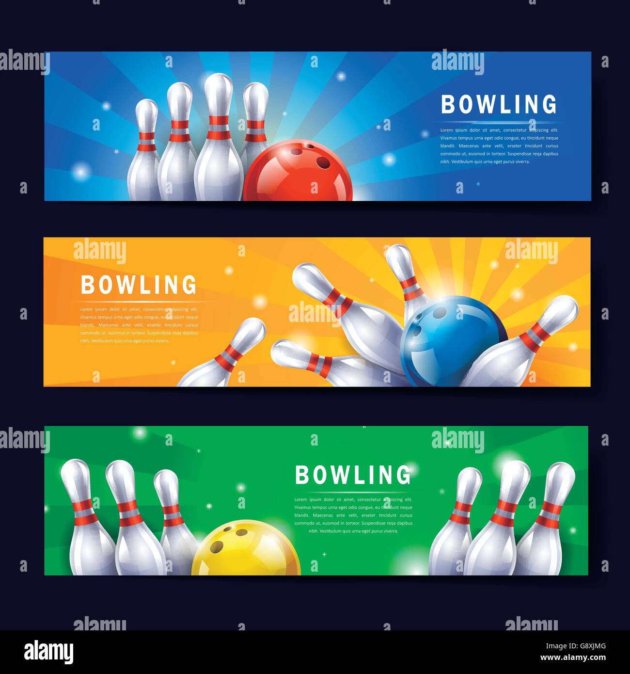 Attractive bowling banner template design in bright colors Stock Vector ...