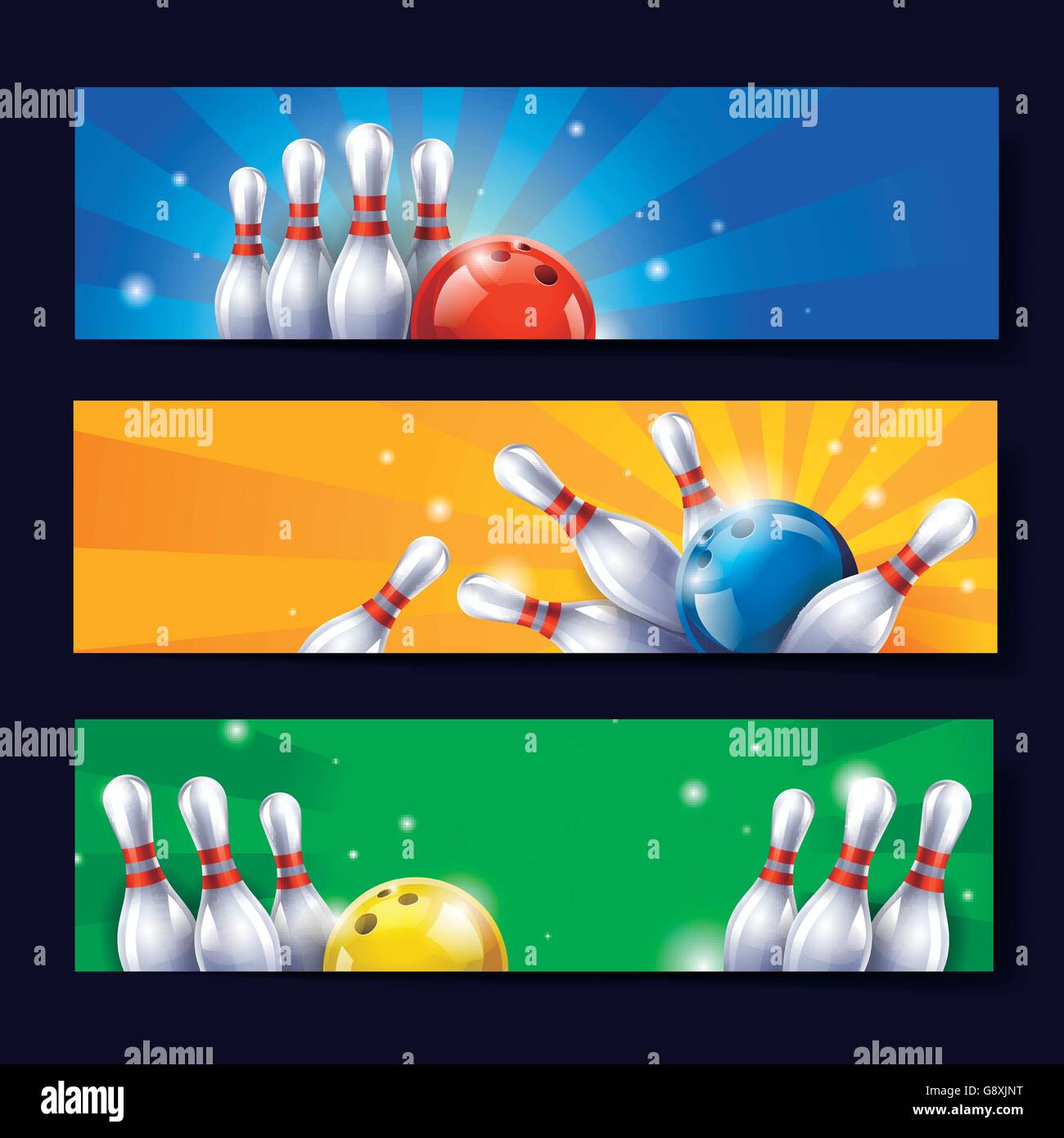 Attractive bowling banner template design in bright colors Stock Vector ...