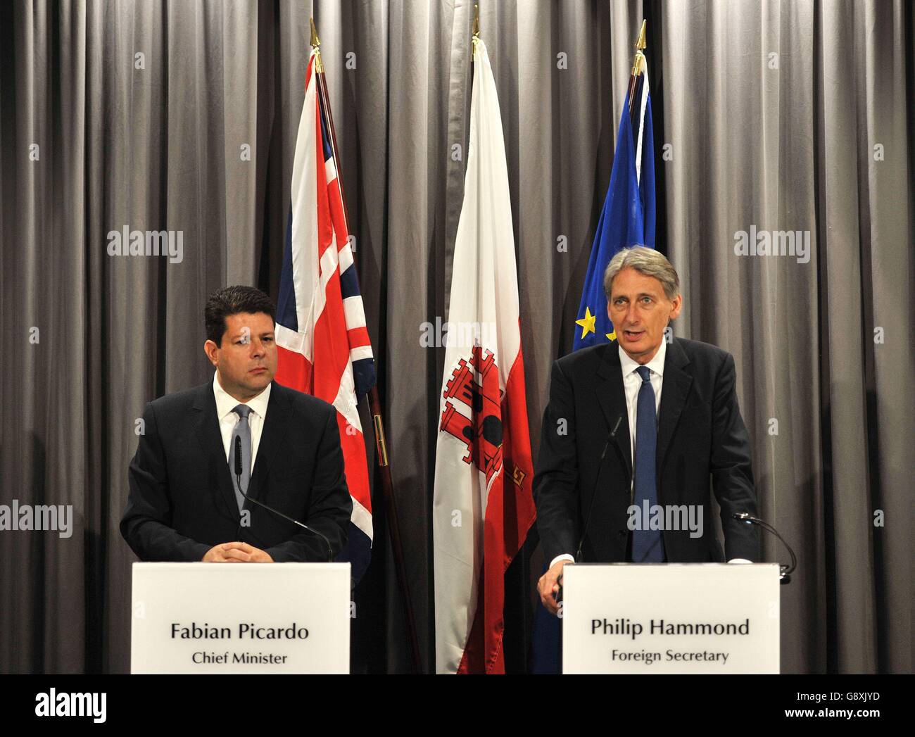 Foreign Secretary Philip Hammond (right) speaks during a joint press ...