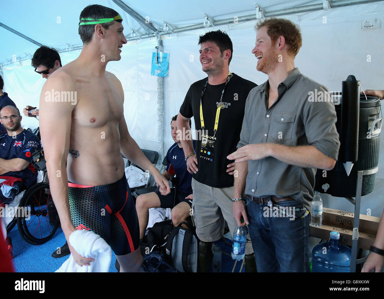 Prince Harry (right) chats with GB Armed Forces Team Captain David ...