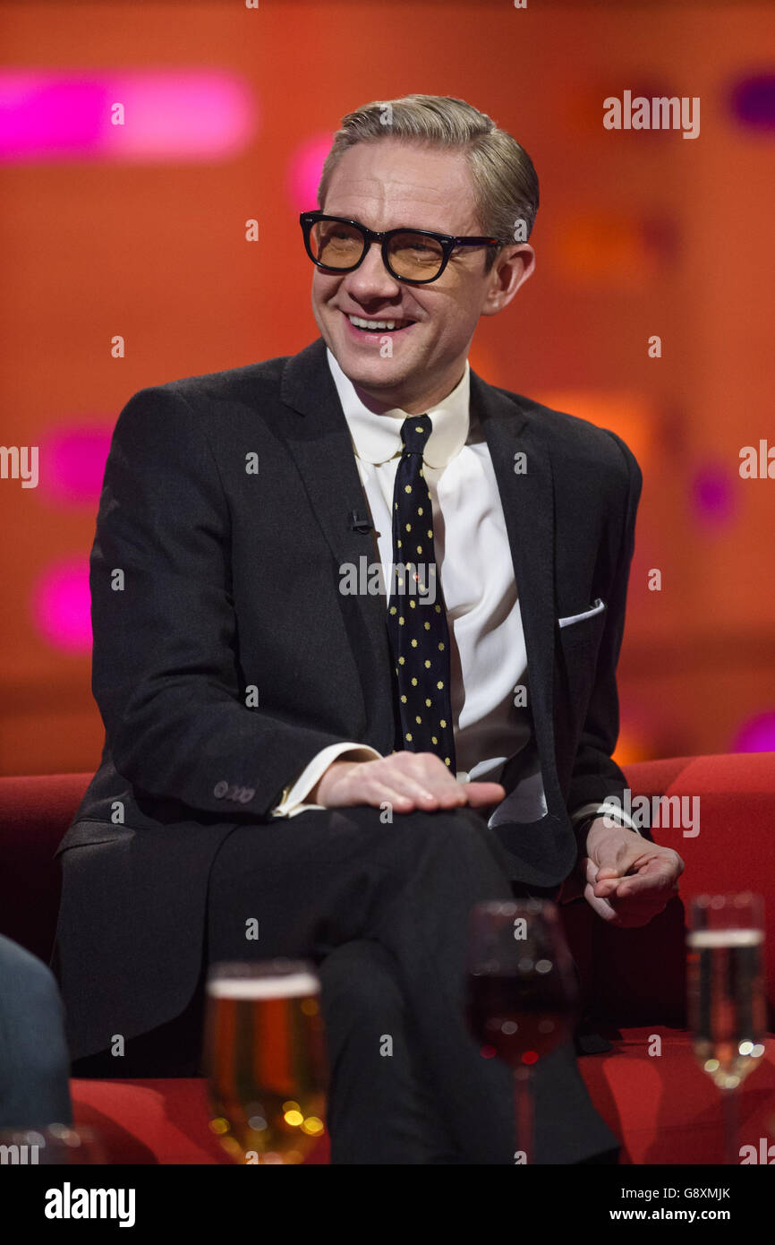 Martin freeman during the filming of the graham show hi-res stock ...