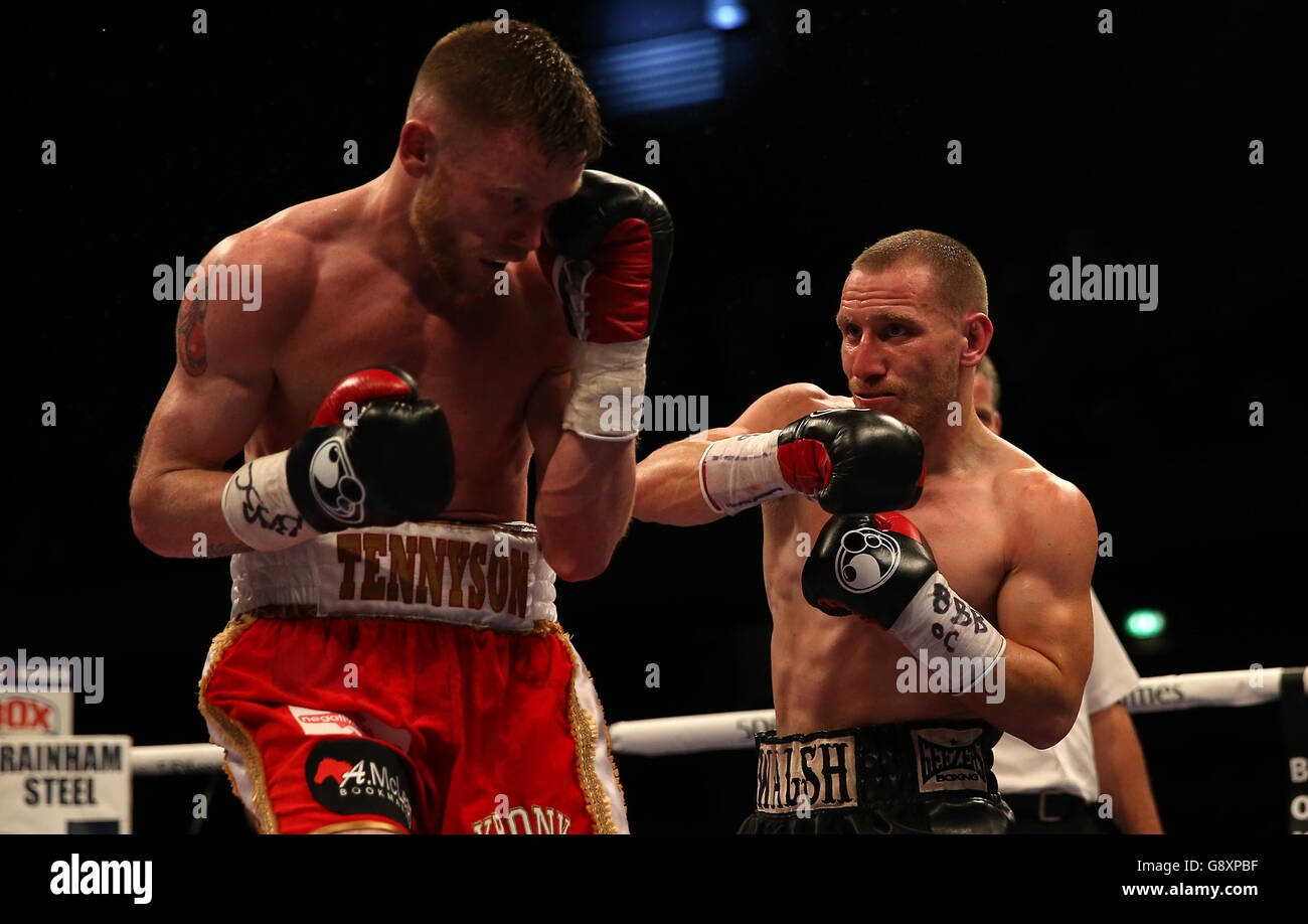 Ryan Walsh (right) and James Tennyson during the British Featherweight ...