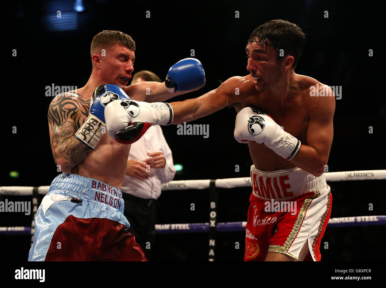 Copper Box Arena Boxing. Anthony Nelson and Jamie Conlan (right) during ...