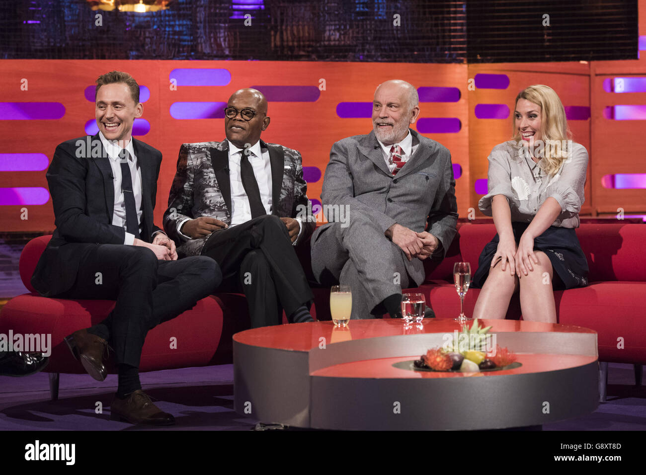 John malkovich sara during filming of the graham show hi-res stock ...