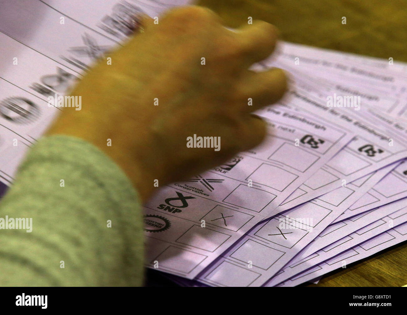 Ballot papers are counted for the Scottish Parliament election at the ...