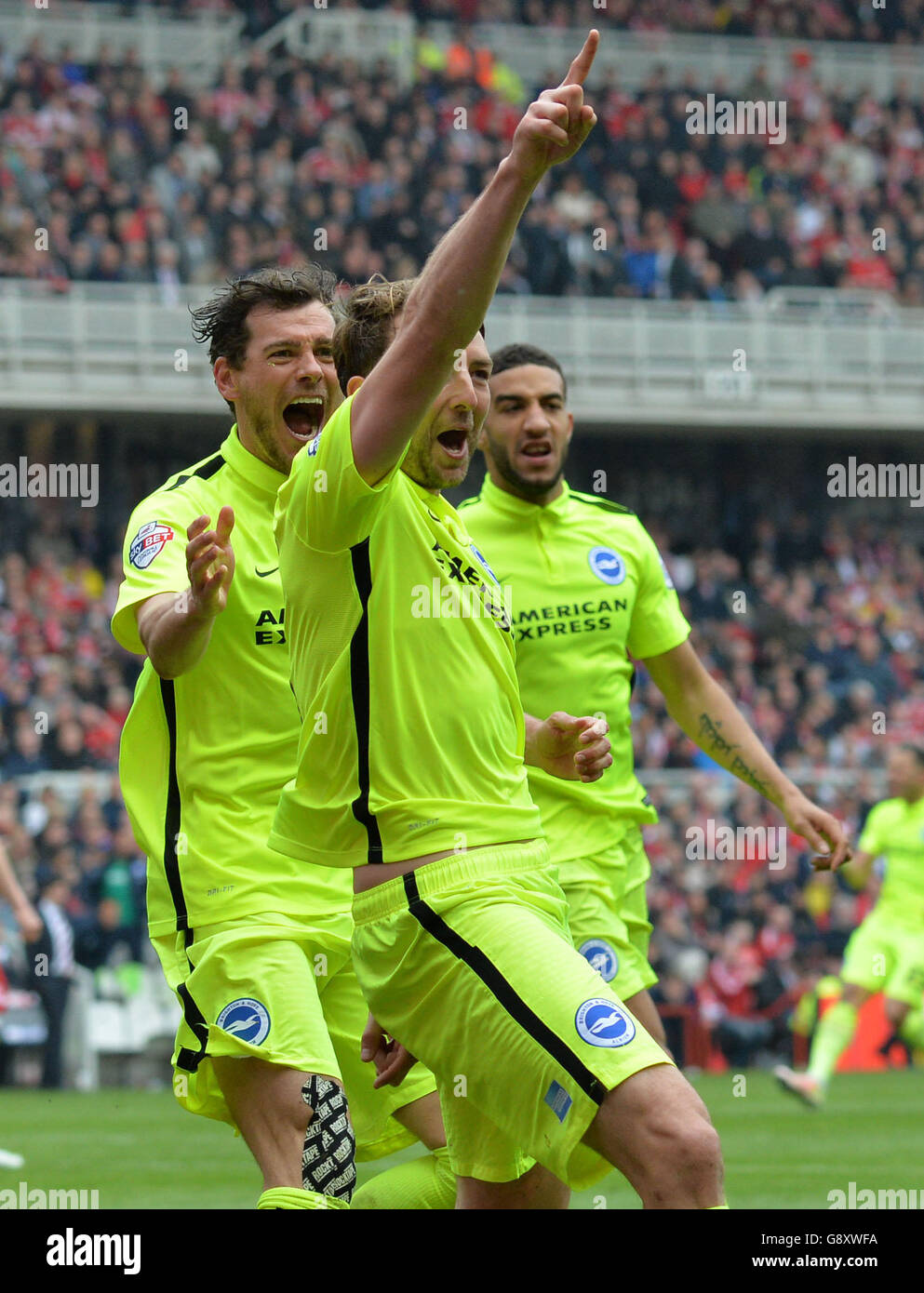 Brighton & Hove Albion's Dale Stephens celebrates after scoring his ...