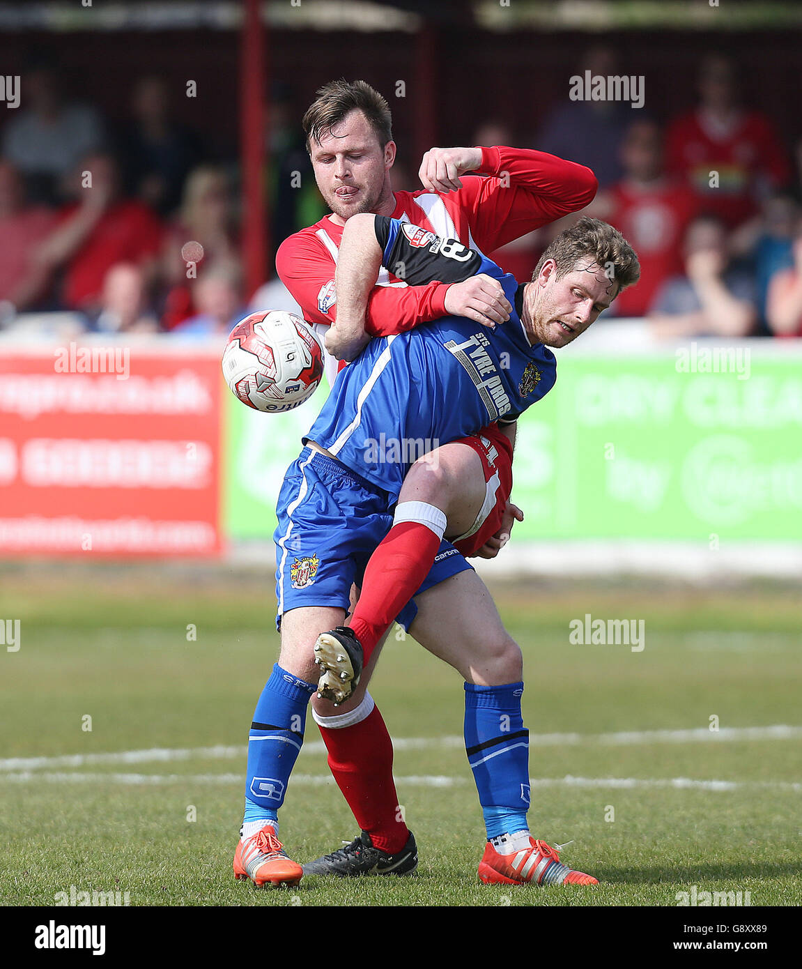 Accrington Stanley's Mark Hughes and Stevenage Borough's Adam Marriott ...