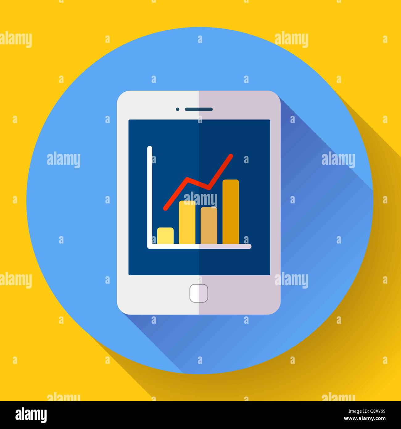 tablet computer screen icon With diagram vector Flat 2.0 design style ...