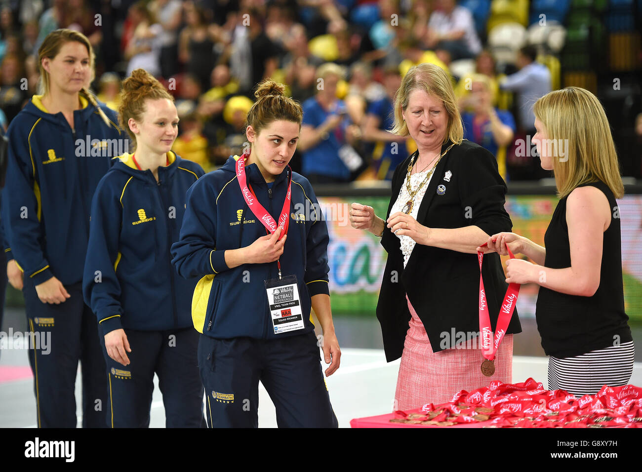 Team baths rachel shaw receives her bronze medal hi-res stock ...