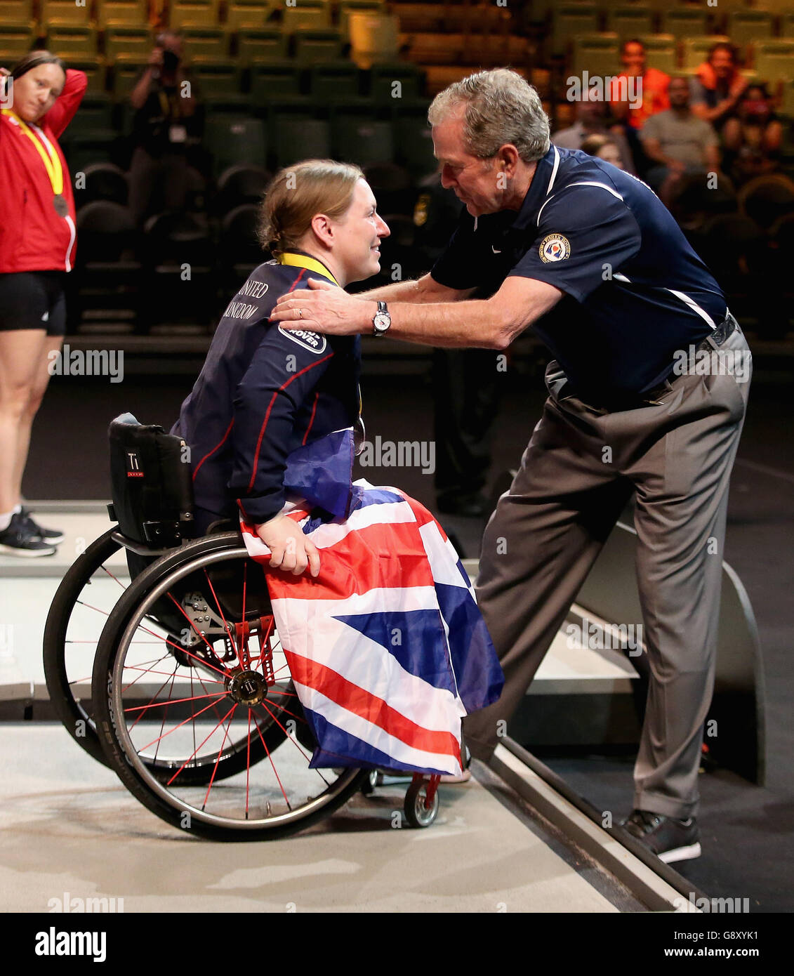 Team GB member Nerys Pearce is presented with a Silver medal in the ...