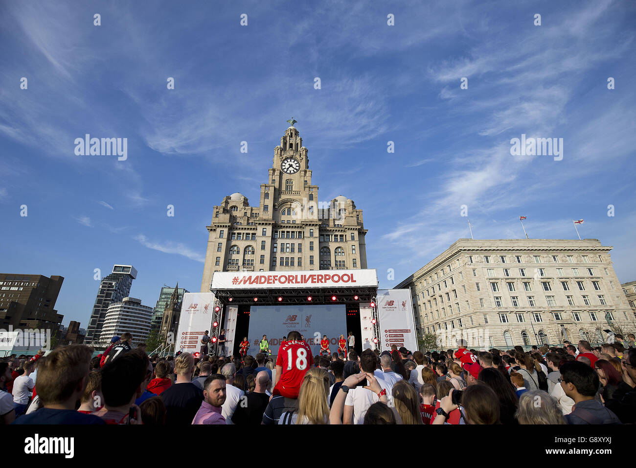 Liverpool reveal 2016-17 home Kit - Royal Liver Building Stock Photo ...