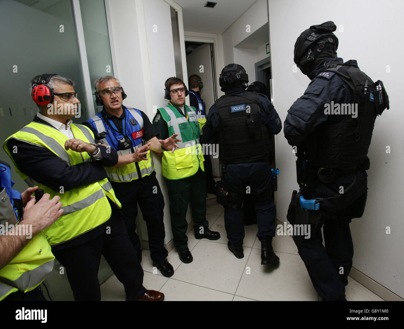 Mayor of London Sadiq Khan (left) during a Marauding Terrorist Firearms ...