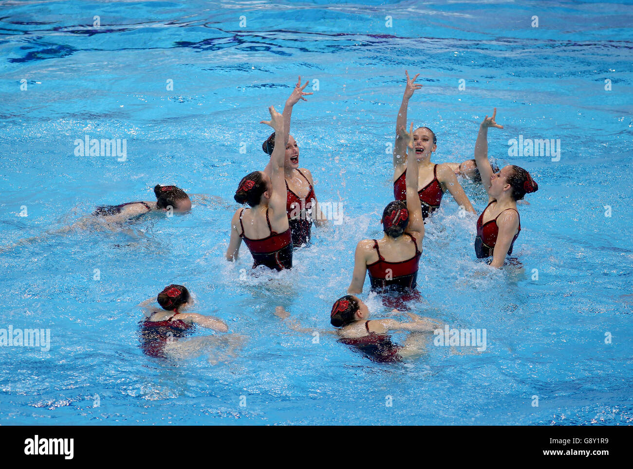 Switzerland competes in the Synchronised Swimming Free Combination ...