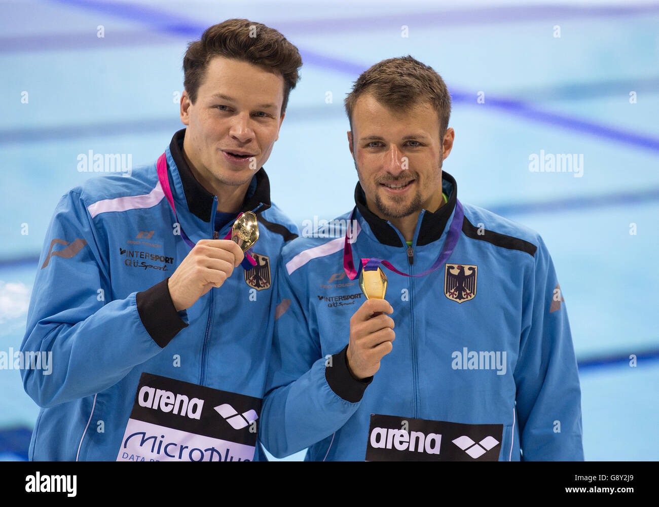 Germany's Sascha Klein and Patrick Hausding celebrate with their gold ...