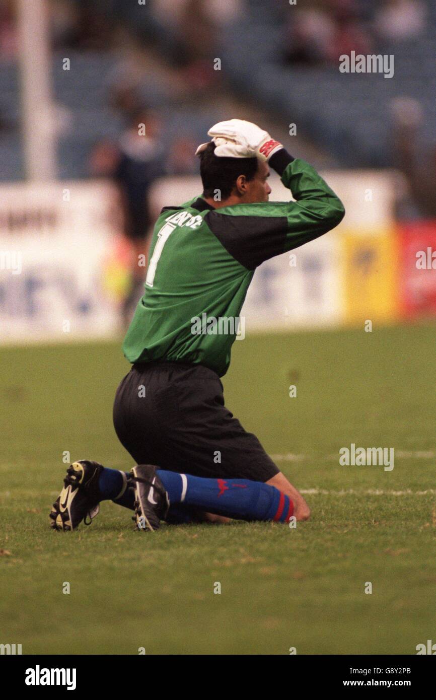 South africa goalkeeper andre arendse holds his head hi-res stock ...