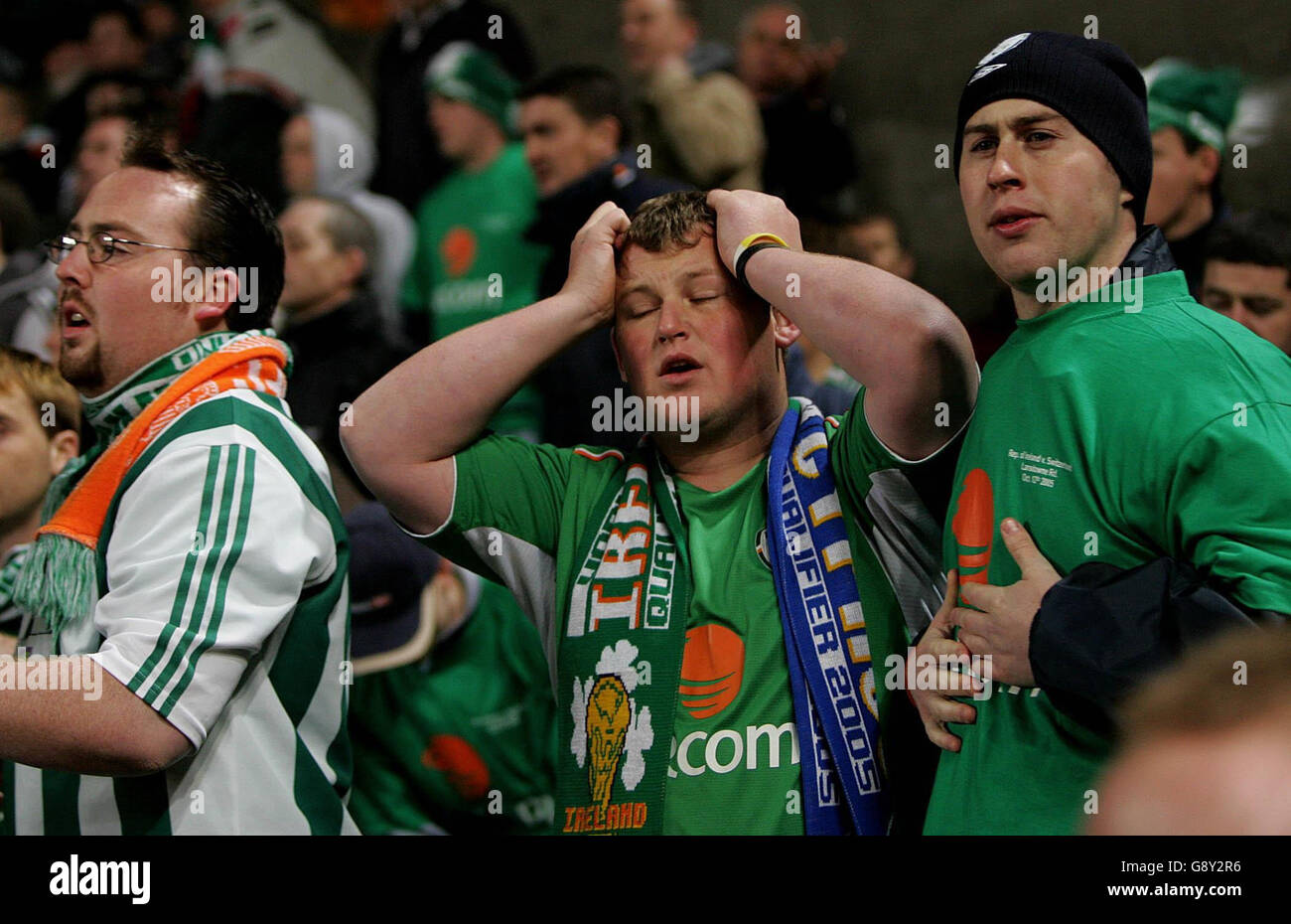 Republic of Ireland supporters show their emotions as they draw 0-0 ...