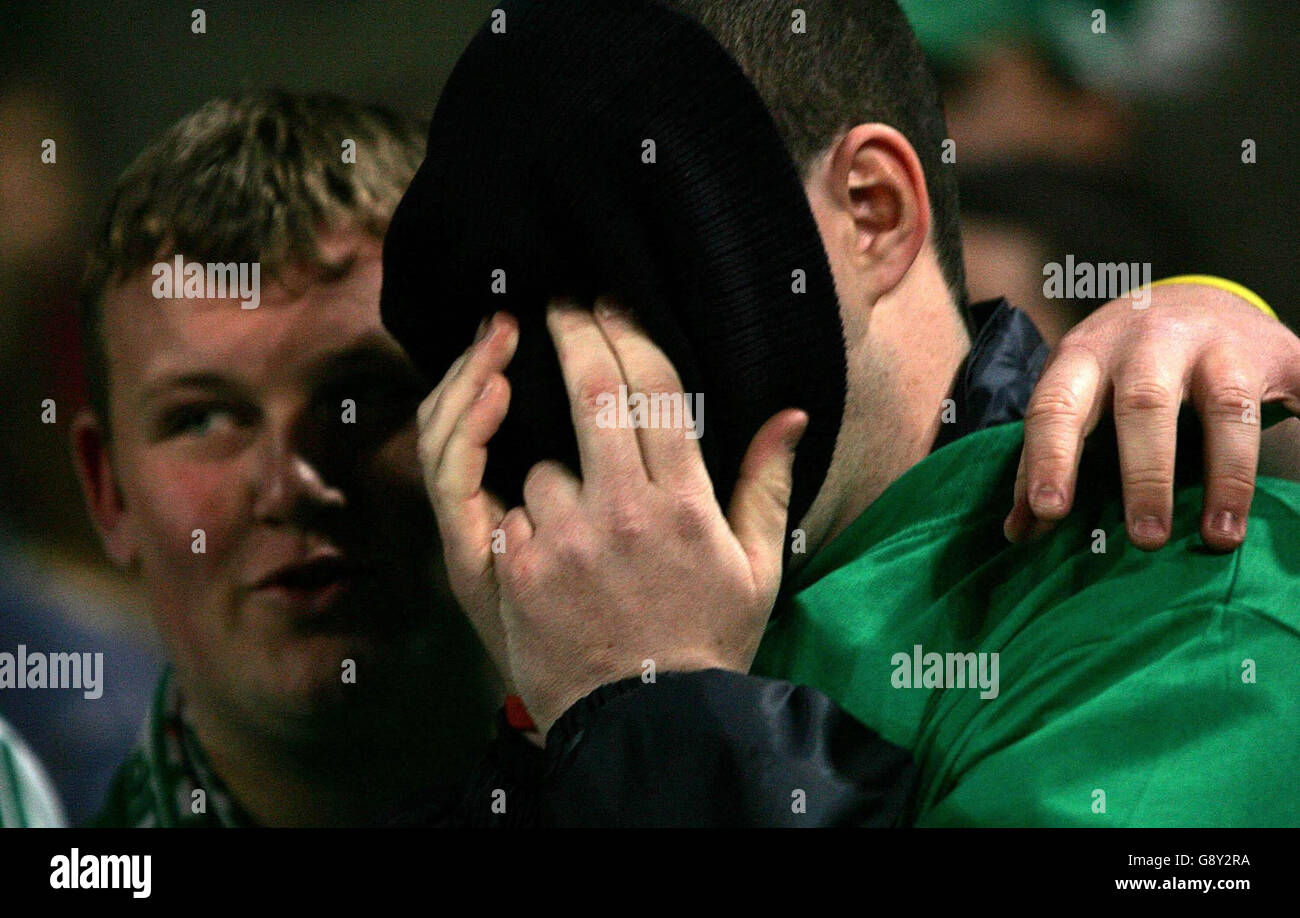 Republic of Ireland supporters show their emotions as they draw 0-0 ...