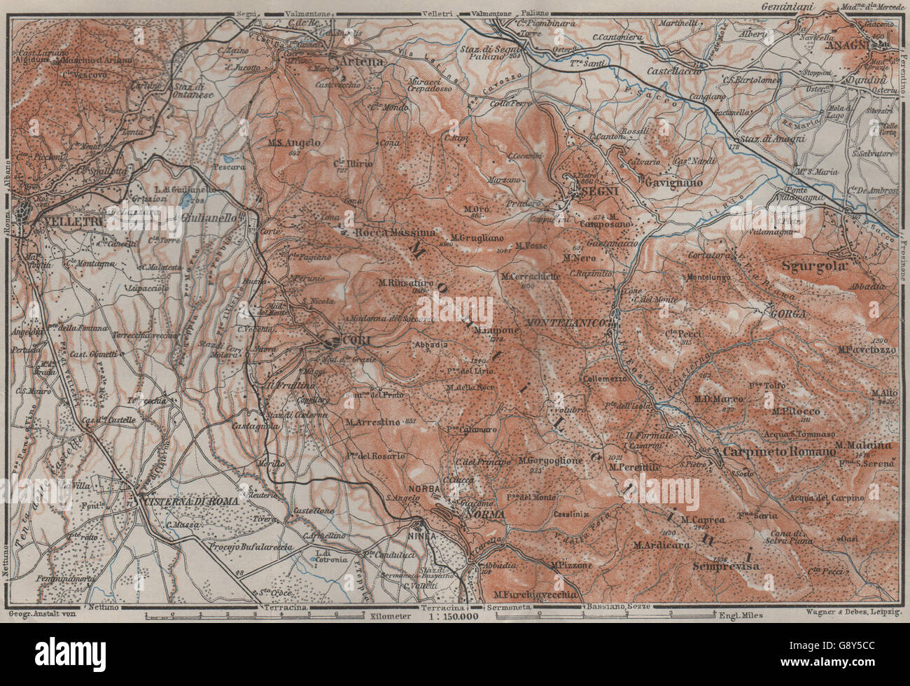 VOLSCIAN MOUNTAINS. Velletri Artena Cori Monti Lepini. Topo-map. Italy ...