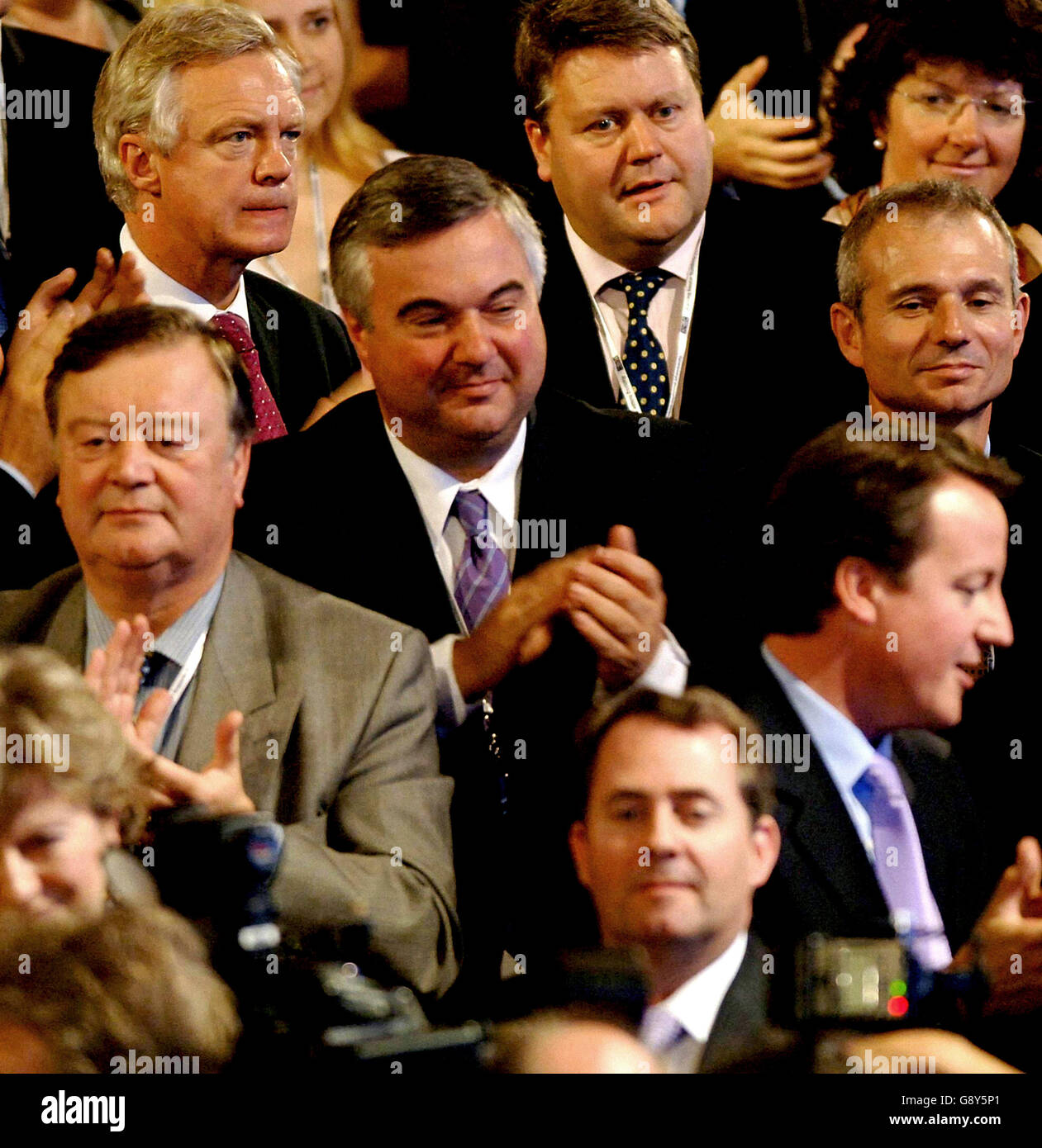 Conservative leadership candidate David Davis looks on apprehensively ...